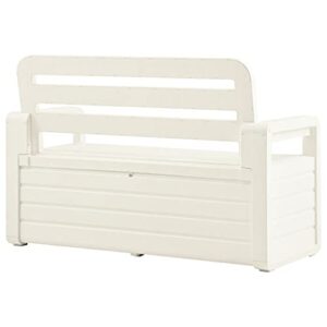 Daonanba Outdoor Storage Bench 69 Gallon Large Deck Box 2-Person Water-Resistant Patio Seating for Patio Furniture, Outdoor Cushions, Garden Tools and Pool Toys (White)