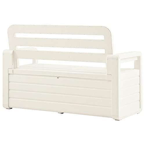 Daonanba Outdoor Storage Bench 69 Gallon Large Deck Box 2-Person Water-Resistant Patio Seating for Patio Furniture, Outdoor Cushions, Garden Tools and Pool Toys (White)