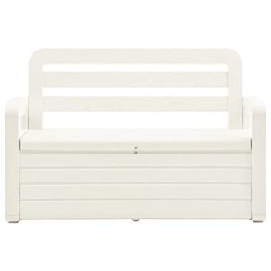 Daonanba Outdoor Storage Bench 69 Gallon Large Deck Box 2-Person Water-Resistant Patio Seating for Patio Furniture, Outdoor Cushions, Garden Tools and Pool Toys (White)