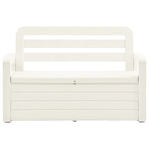 Daonanba Outdoor Storage Bench 69 Gallon Large Deck Box 2-Person Water-Resistant Patio Seating for Patio Furniture, Outdoor Cushions, Garden Tools and Pool Toys (White)