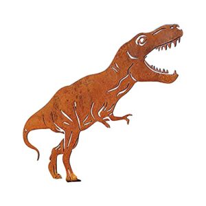 llop garden sculpture & statue, rusty metal triceratops t-rex stegosaurus- creative rusty metal garden yard art, decorative lawn outdoor home ornament (a)