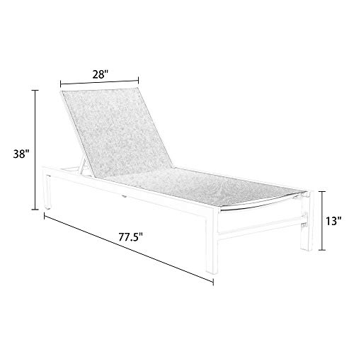 PATIO TREE 2 Pieces Patio Aluminum Chaise Lounges Outdoor Reclining Lounge Chairs with Adjustable Backrest, Turquoise