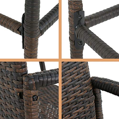 F2C Pack of 4 Brown Wicker Barstool All Weather Dining Chairs Outdoor Patio Furniture Bar Stools