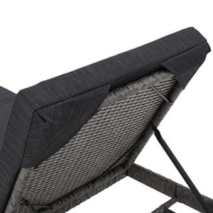 Christopher Knight Home Puerta Outdoor Wicker Chaise Lounge with Water Resistant Cushion, Mixed Black / Dark Grey