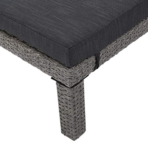 Christopher Knight Home Puerta Outdoor Wicker Chaise Lounge with Water Resistant Cushion, Mixed Black / Dark Grey