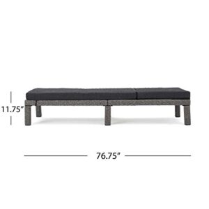 Christopher Knight Home Puerta Outdoor Wicker Chaise Lounge with Water Resistant Cushion, Mixed Black / Dark Grey