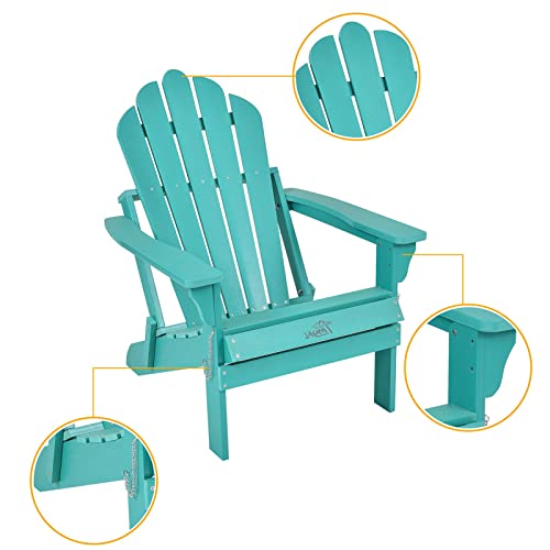 MYAL Outdoor Plastic Adirondack Chairs, Folding Patio Chairs, Lawn Chair, Backyard Furniture for Garden, Beach, Pool, Fire Pit Chairs Seating (Green)