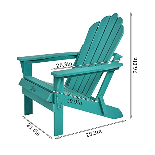 MYAL Outdoor Plastic Adirondack Chairs, Folding Patio Chairs, Lawn Chair, Backyard Furniture for Garden, Beach, Pool, Fire Pit Chairs Seating (Green)