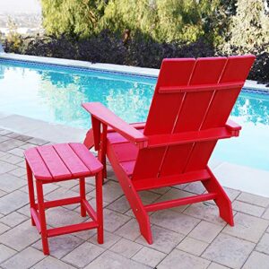 ResinTeak Adirondack Chairs Set of 2, Outdoor Patio Furniture for Fire Pit, Yard, and Deck, Poly Lumber Finish, Modern Collection (Red)