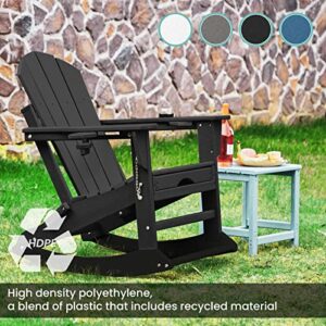 KINGYES Folding Rocking Adirondack Chair, Black