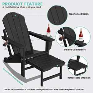 KINGYES Folding Rocking Adirondack Chair, Black