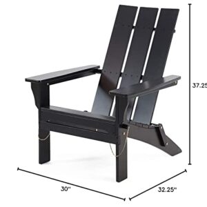 Christopher Knight Home Aberdeen Outdoor Contemporary Acacia Wood Foldable Adirondack Chair, Black