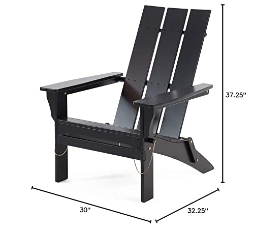 Christopher Knight Home Aberdeen Outdoor Contemporary Acacia Wood Foldable Adirondack Chair, Black