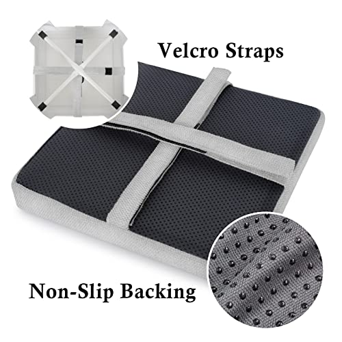 Tromlycs 12x12 Chair Cushion Bar Stool Square Seat Cushion with 4 Velcro Straps Slip Resistant Textured Wooden Metal Small Bar Stool Cover - Gray and White (1 Pack)