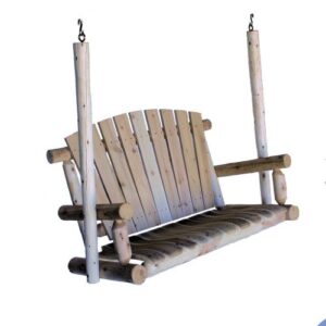 lakeland mills 4-foot cedar log porch swing, natural