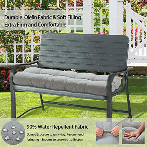 FUNHOME Tufted Loveseat Cushion for Swing, Patio Garden Wicker Loveseat Funiture 1 Pack, Chairs Pad Lounger Seat for Wicker Loveseat Settee 42x18 Inch-Light Gray