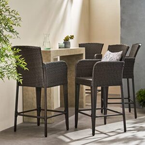 Christopher Knight Home Anaya 45" Wicker Barstools, 4-Pcs Set, Multibrown