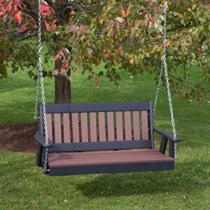 Ecommersify Inc 4FT-Cedar-Poly Lumber Mission Porch Swing Heavy Duty Everlasting PolyTuf HDPE - Made in USA - Amish Crafted