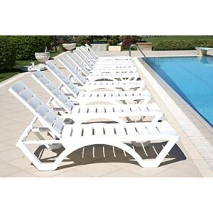 Compamia Aqua Pool Chaise Lounge Chair Stackable Marine Grade Plastic resin outdoor chaise lounge in White - Set of 4