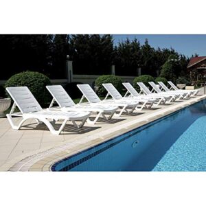 Compamia Aqua Pool Chaise Lounge Chair Stackable Marine Grade Plastic resin outdoor chaise lounge in White - Set of 4