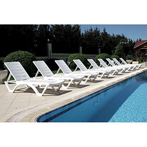 Compamia Aqua Pool Chaise Lounge Chair Stackable Marine Grade Plastic resin outdoor chaise lounge in White - Set of 4