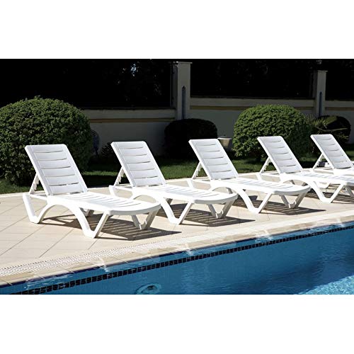 Compamia Aqua Pool Chaise Lounge Chair Stackable Marine Grade Plastic resin outdoor chaise lounge in White - Set of 4