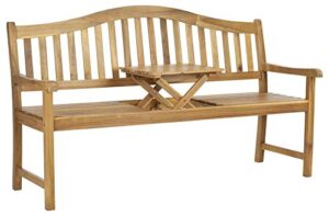 safavieh outdoor collection mischa natural brown bench