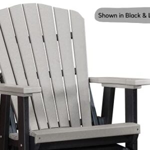 DutchCrafters Slat Fan Back Poly Balcony Adirondack Swivel Glider with Footrest Outdoor Patio Chair (Black & Blue)