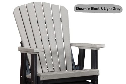 DutchCrafters Slat Fan Back Poly Balcony Adirondack Swivel Glider with Footrest Outdoor Patio Chair (Black & Blue)