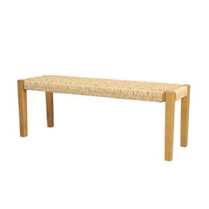 christopher knight home isaac outdoor modern industrial acacia wood bench, brown and teak