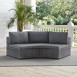 Crosley Furniture CO7120-GY Catalina Outdoor Wicker Round Sectional Sofa, Gray