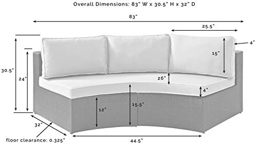 Crosley Furniture CO7120-GY Catalina Outdoor Wicker Round Sectional Sofa, Gray