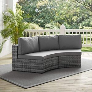 Crosley Furniture CO7120-GY Catalina Outdoor Wicker Round Sectional Sofa, Gray