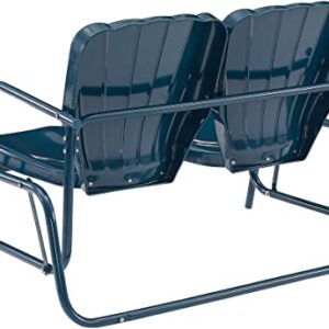 Crosley Furniture CO1032-NV Ridgeland Retro Outdoor Metal Loveseat Glider, Navy Gloss