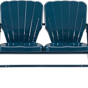 Crosley Furniture CO1032-NV Ridgeland Retro Outdoor Metal Loveseat Glider, Navy Gloss