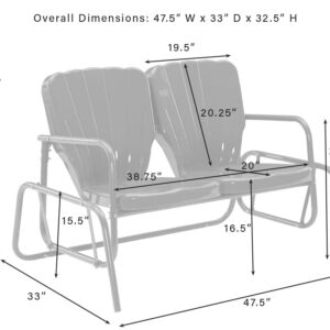 Crosley Furniture CO1032-NV Ridgeland Retro Outdoor Metal Loveseat Glider, Navy Gloss