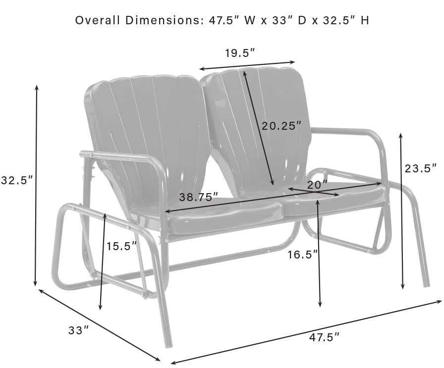 Crosley Furniture CO1032-NV Ridgeland Retro Outdoor Metal Loveseat Glider, Navy Gloss