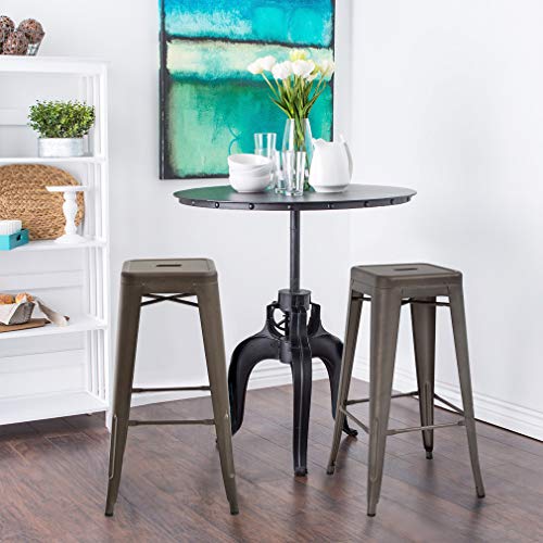 BestOffice Counter Height Metal Bar Stools Set of 4 Patio Stools Industrial Bar Chairs Indoor Outdoor Stackable 30 Inch Metal Stools Backless Metal Kitchen Stools Dining Barstools (Gun)