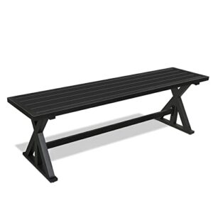 bigget outdoor metal bench for garden,patio dining seating benches furniture for outside park,picnic,yard(black)