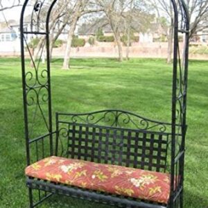 MANDALAY IRON PATIO ARBOR BENCH in ANTIQUE BLACK - PATIO FURNITURE