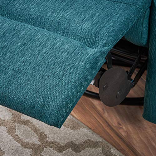 Christopher Knight Home Ishtar Glider Swivel Push Back Nursery Recliner, Teal, Black 35.75D x 25W x 39H in