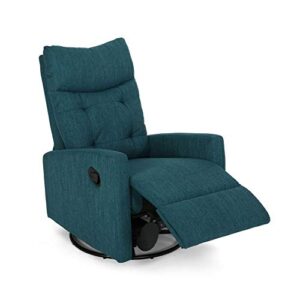 Christopher Knight Home Ishtar Glider Swivel Push Back Nursery Recliner, Teal, Black 35.75D x 25W x 39H in