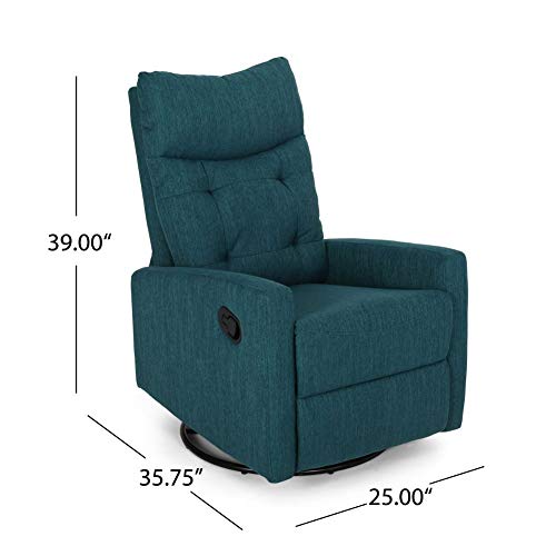 Christopher Knight Home Ishtar Glider Swivel Push Back Nursery Recliner, Teal, Black 35.75D x 25W x 39H in