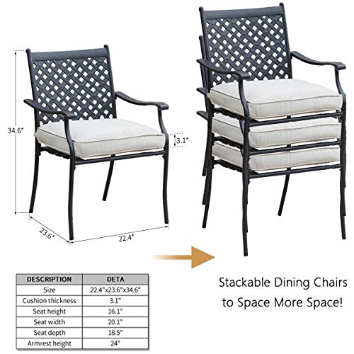 PatioFestival 8 Piece Patio Dining Chairs Metal Outdoor Chairs Wrought Iron Patio Furniture,Dinning Chairs Set with Arms and Seat Cushions