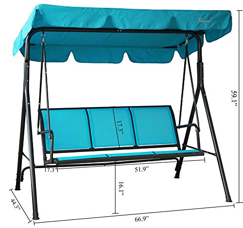 Kozyard Belle 3 Person Outdoor Patio Swing with Strong Weather Resistant Powder Coated Steel Frame and Textilence Seats