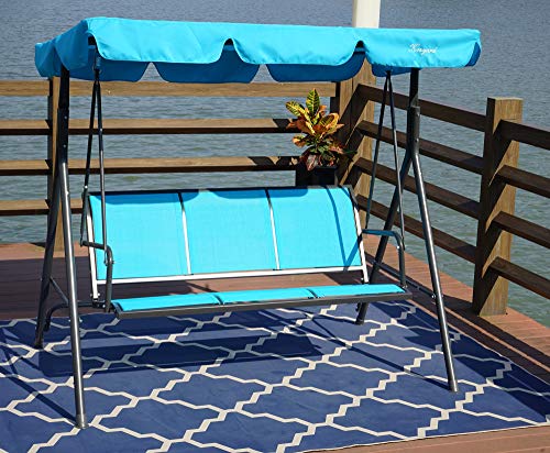 Kozyard Belle 3 Person Outdoor Patio Swing with Strong Weather Resistant Powder Coated Steel Frame and Textilence Seats