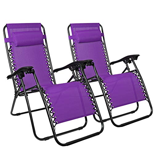 Zero Gravity Chairs Recliner Lounge Patio Chairs Set of 2 Purple