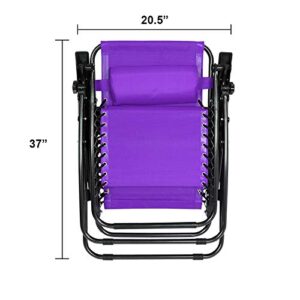 Zero Gravity Chairs Recliner Lounge Patio Chairs Set of 2 Purple