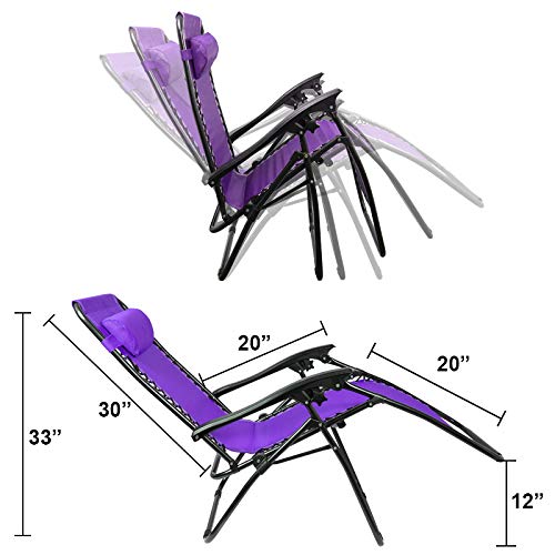 Zero Gravity Chairs Recliner Lounge Patio Chairs Set of 2 Purple