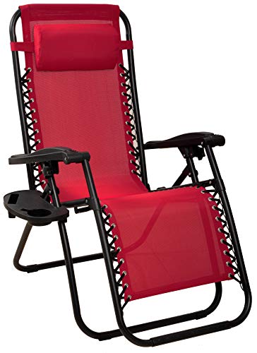 Elevon Adjustable Zero Gravity Lounge Chair Recliners for Patio, Burgundy, 1-Pack